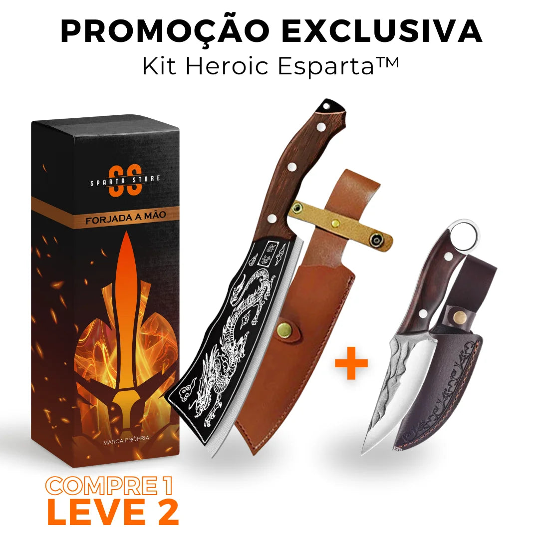 (COMPRE 1 LEVE 2 + BAINHAS) Kit Heroic Esparta • Faca Drak + Faca Apol